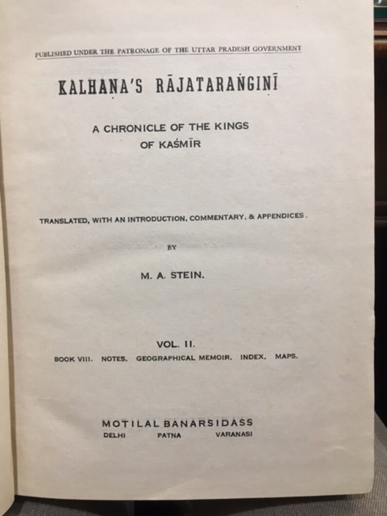 1961. Kalhana's Rajatarangini: A Chronicle of the Kings of - Etsy
