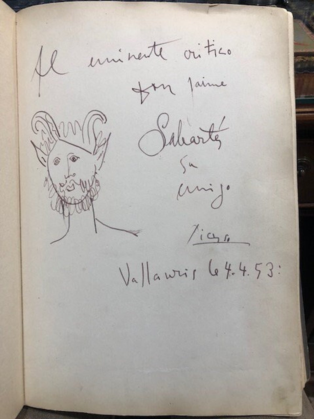 1950 Pablo Picasso Autograph and Drawing to His Life Long Friend Jaime ...