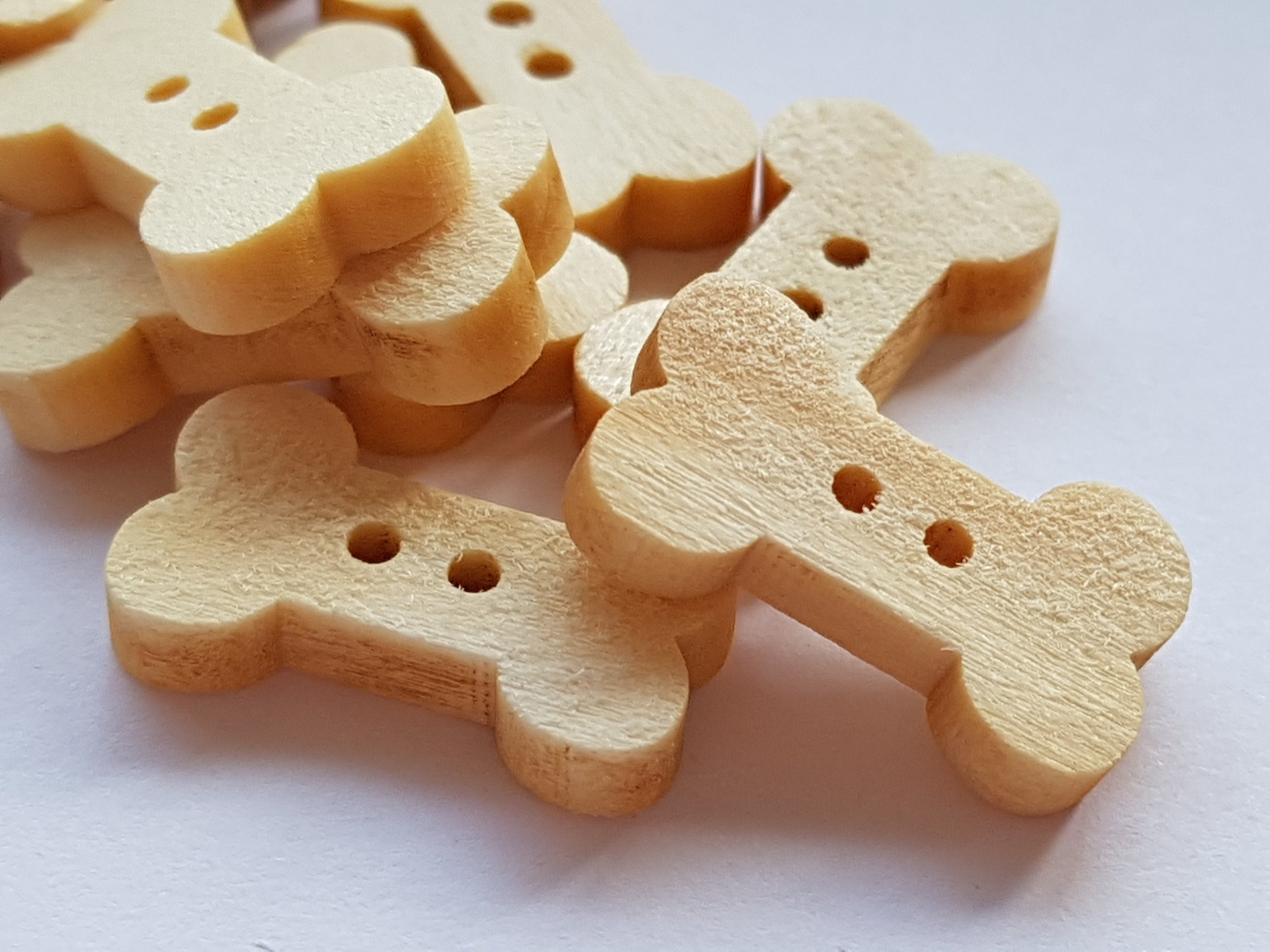 10 Natural WOODEN DOG BONE Buttons Craft sewing buttons | Etsy