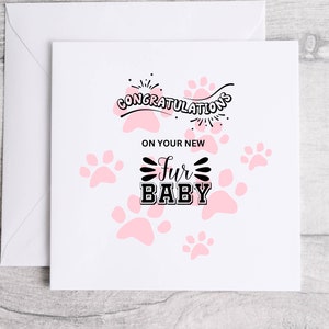 Congratulations on Your New Fur Baby Pink Pet Paw Card. - Etsy