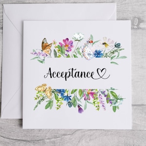 Acceptance Card. Delighted to Accept Card. Floral Wedding Party ...