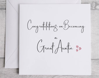 Card Congratulations on Becoming a Great Auntie and Great Uncle - Etsy UK
