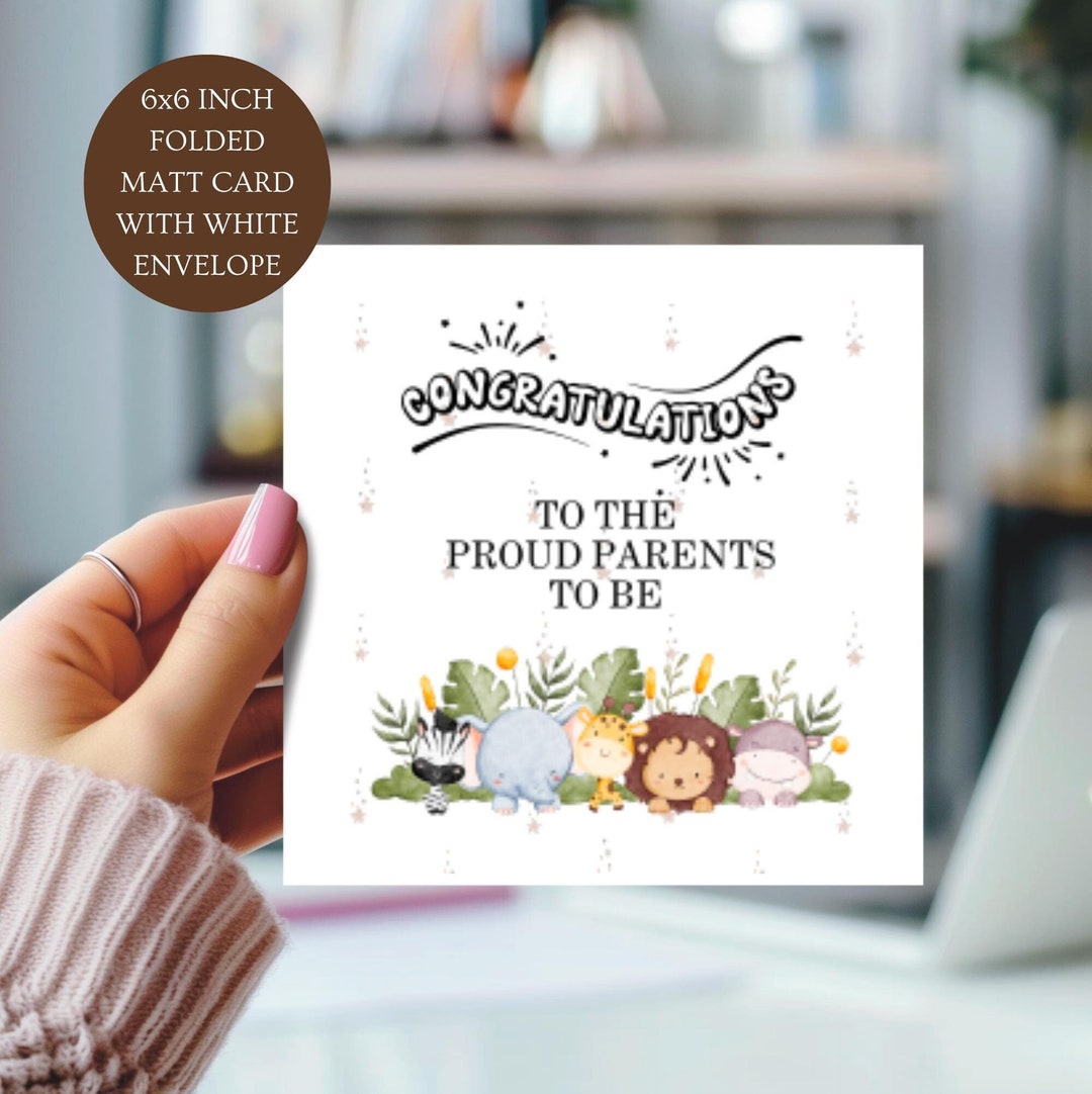 Congratulations to the Proud Parents to Be Card. Neutral Baby Safari ...