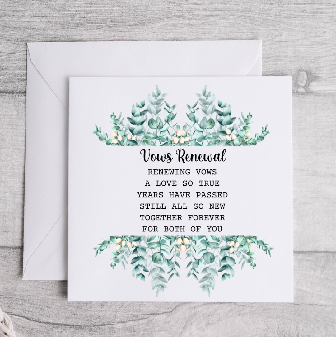 Vows Renewal Card for Couple. Renewal Wedding Vows Poem Card. - Etsy UK