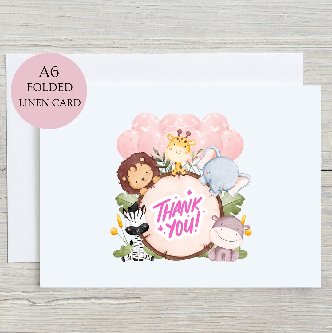 A6 Thank You Card. Pink Balloons Mummy to Be Thank You Baby Girl Shower ...