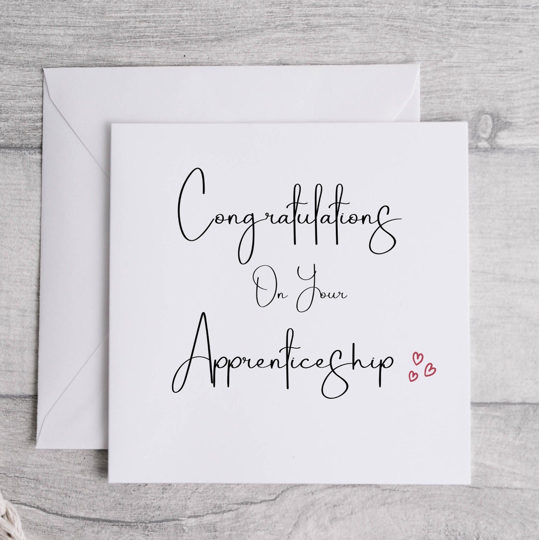 Congratulations on Your Apprenticeship Card. Red Heart Card. - Etsy