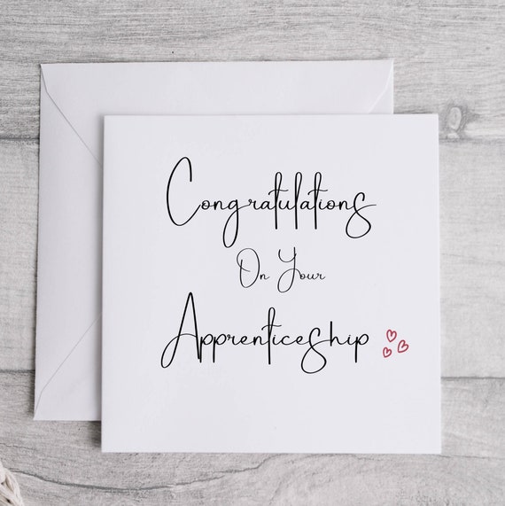Congratulations on Your Apprenticeship Card. Red Heart Card. | Etsy