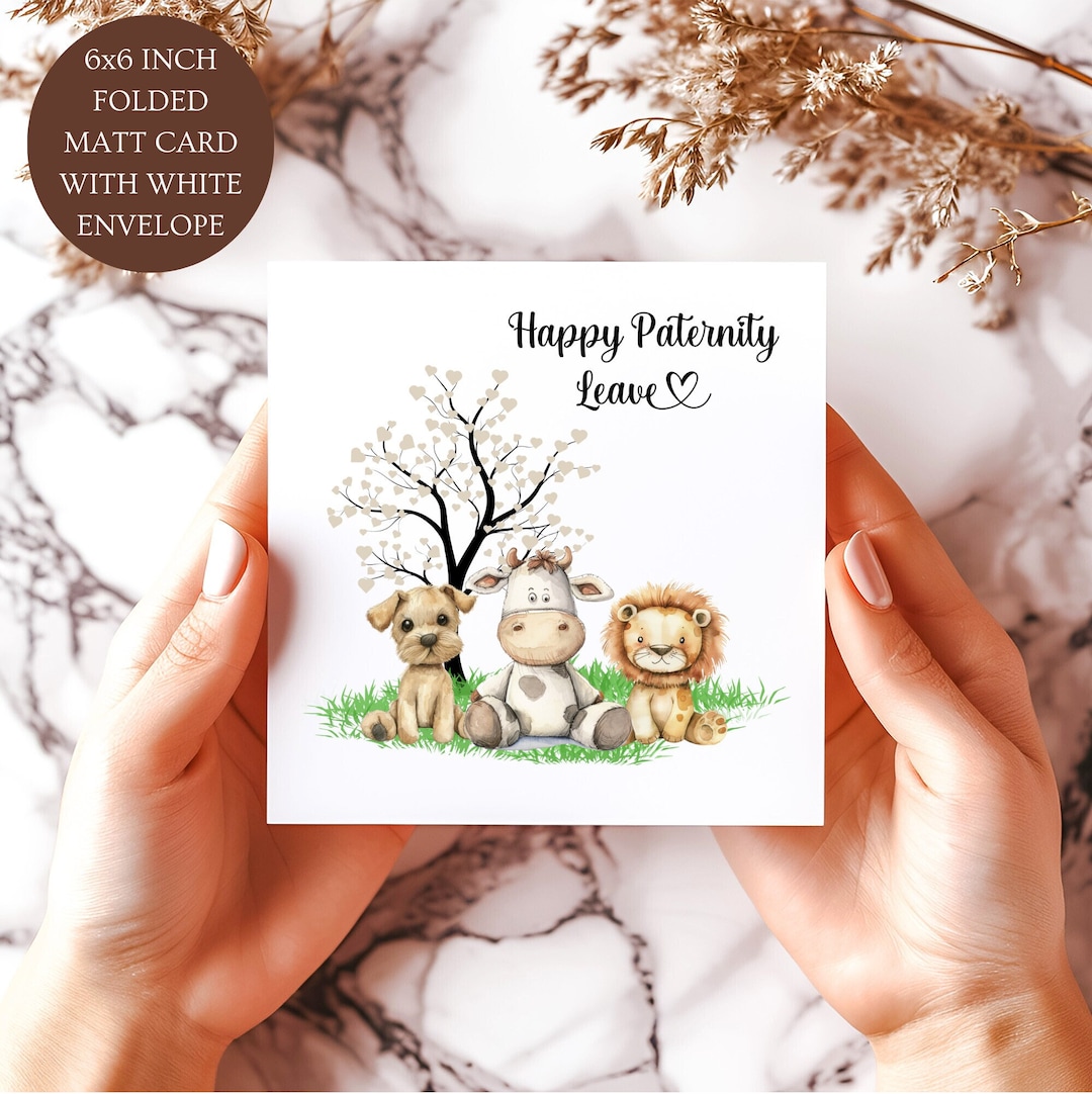 Happy PATERNITY Leave Card. Daddy to Be Baby Neutral Tree Hearts Card ...