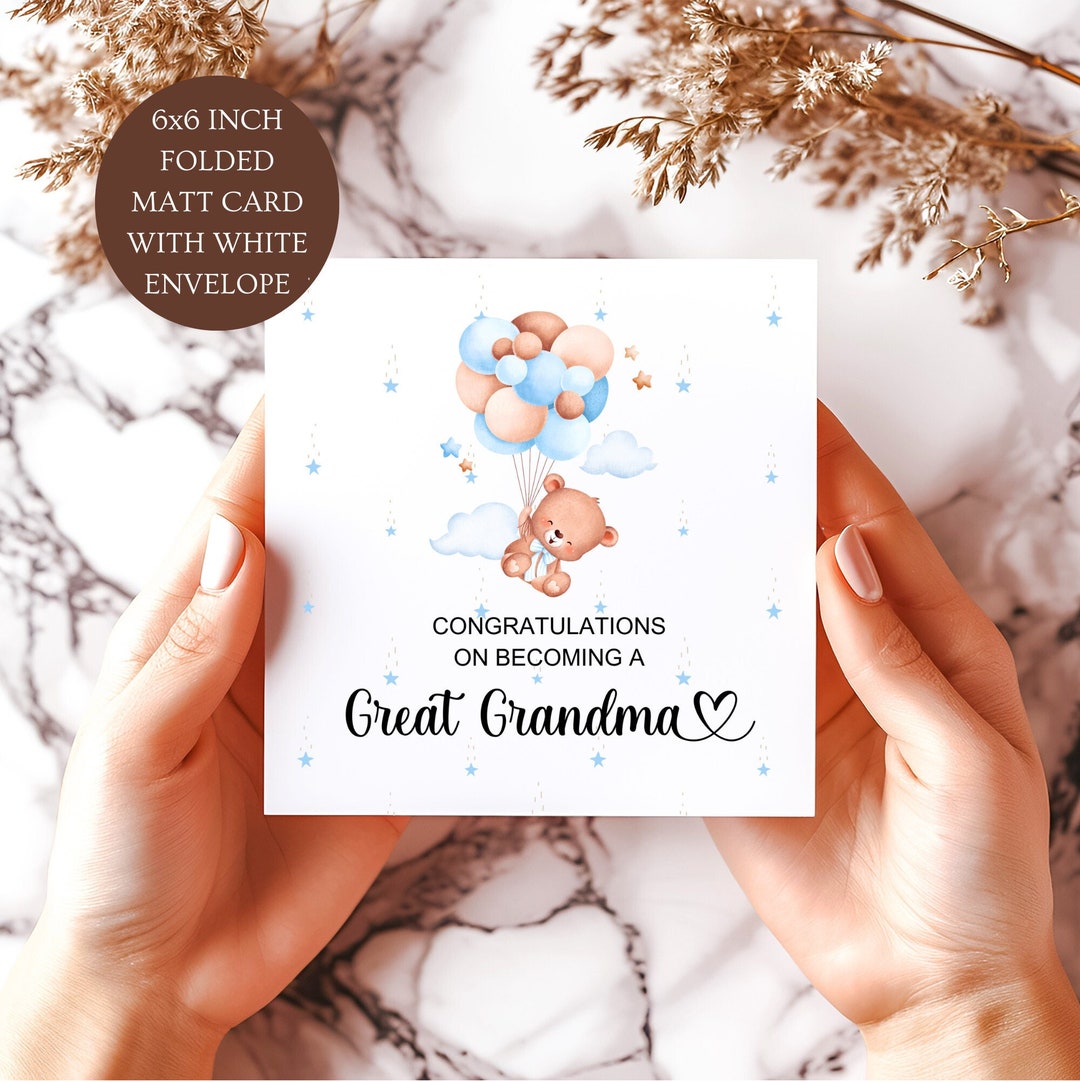 Congratulations on Becoming A Great Grandma Card. Announcement Newborn ...