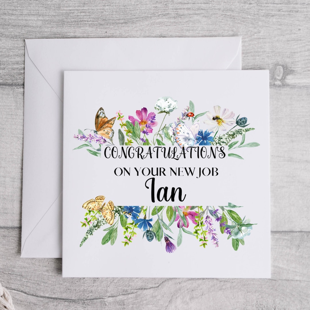 Personalized New Job Card: Floral Congratulations Card - Etsy