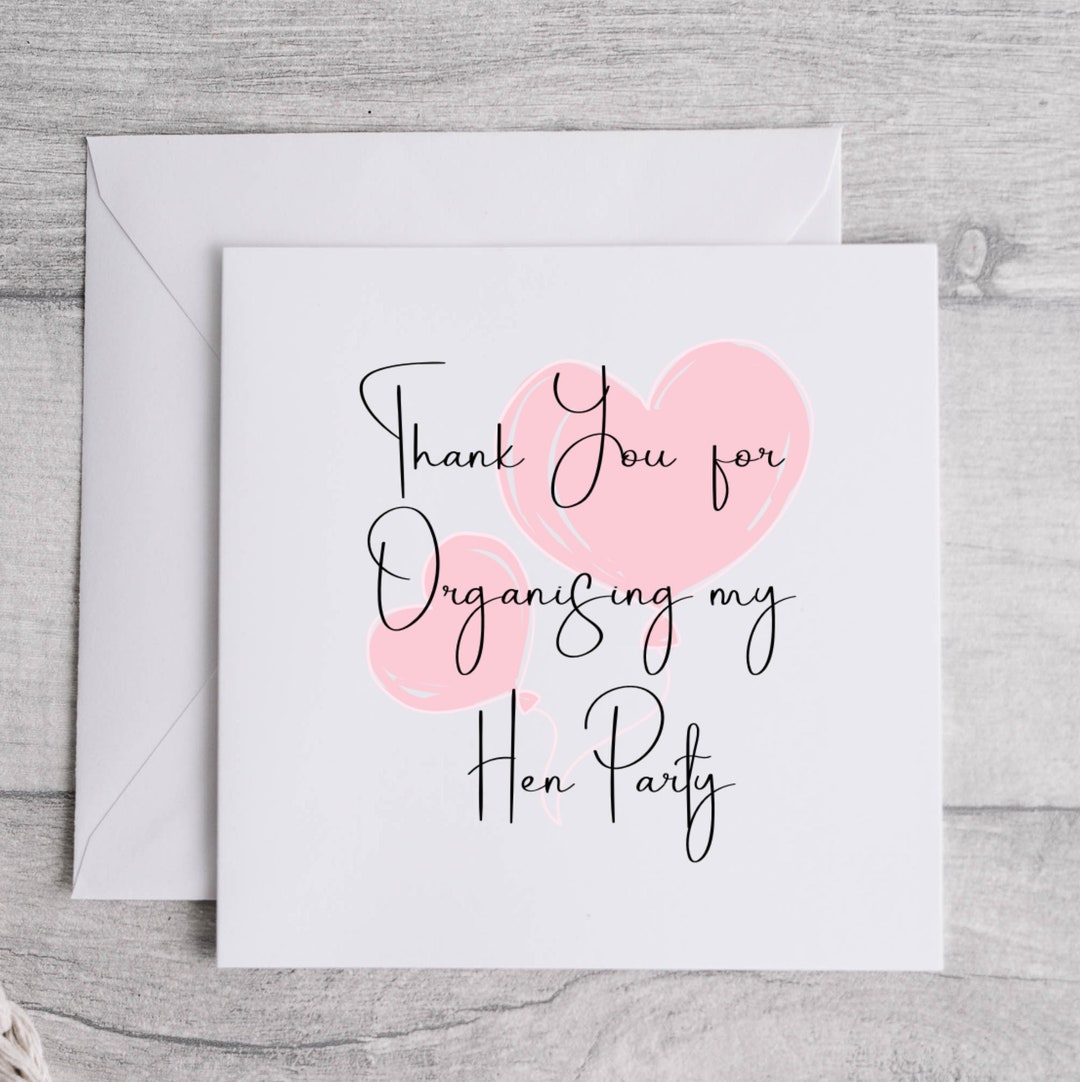 Thank You for Organising My Hen Party Card. Bridal Shower - Etsy