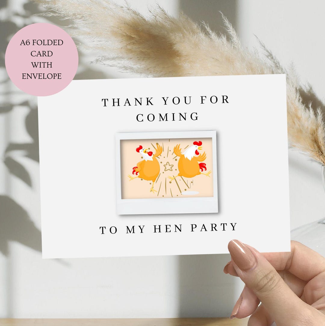 Hen Party Thank You Card, Bridal Shower A6 Folded Card - Etsy
