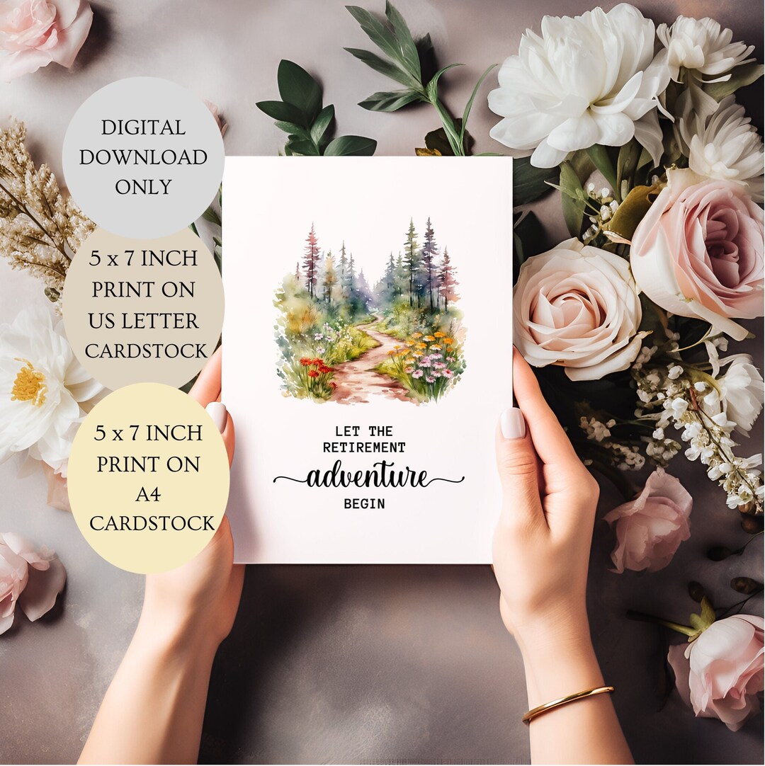 Retirement Adventure Card: Floral Woodland Design (digital Download) - Etsy