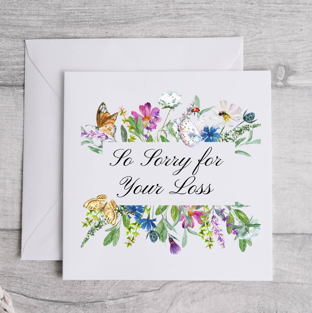 So Sorry for Your Loss Card. Sorry for Your Loss Card. Bereavement Card. Watercolour Flowers Print Bereavement Card. Etsy