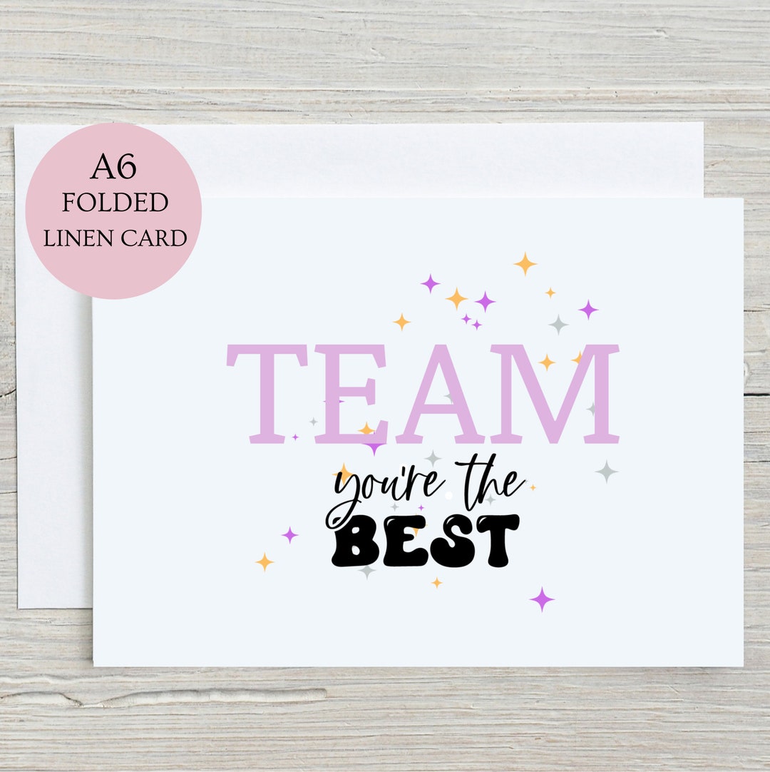 Team You Are the Best Card With Envelopes. Folded A6 Card. Appreciation ...