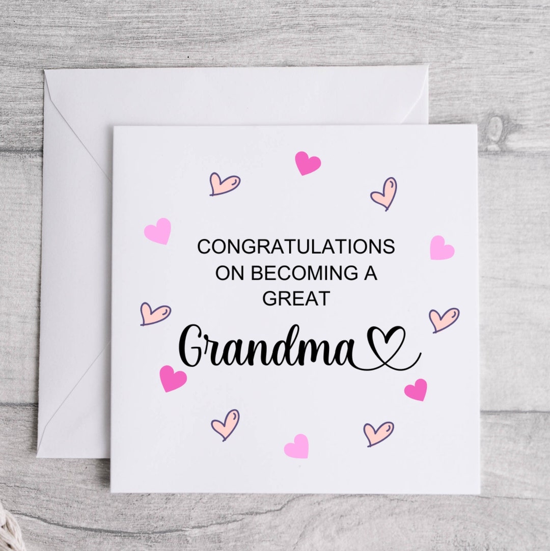 Congratulations on Becoming A Great Grandma Card. New Great - Etsy