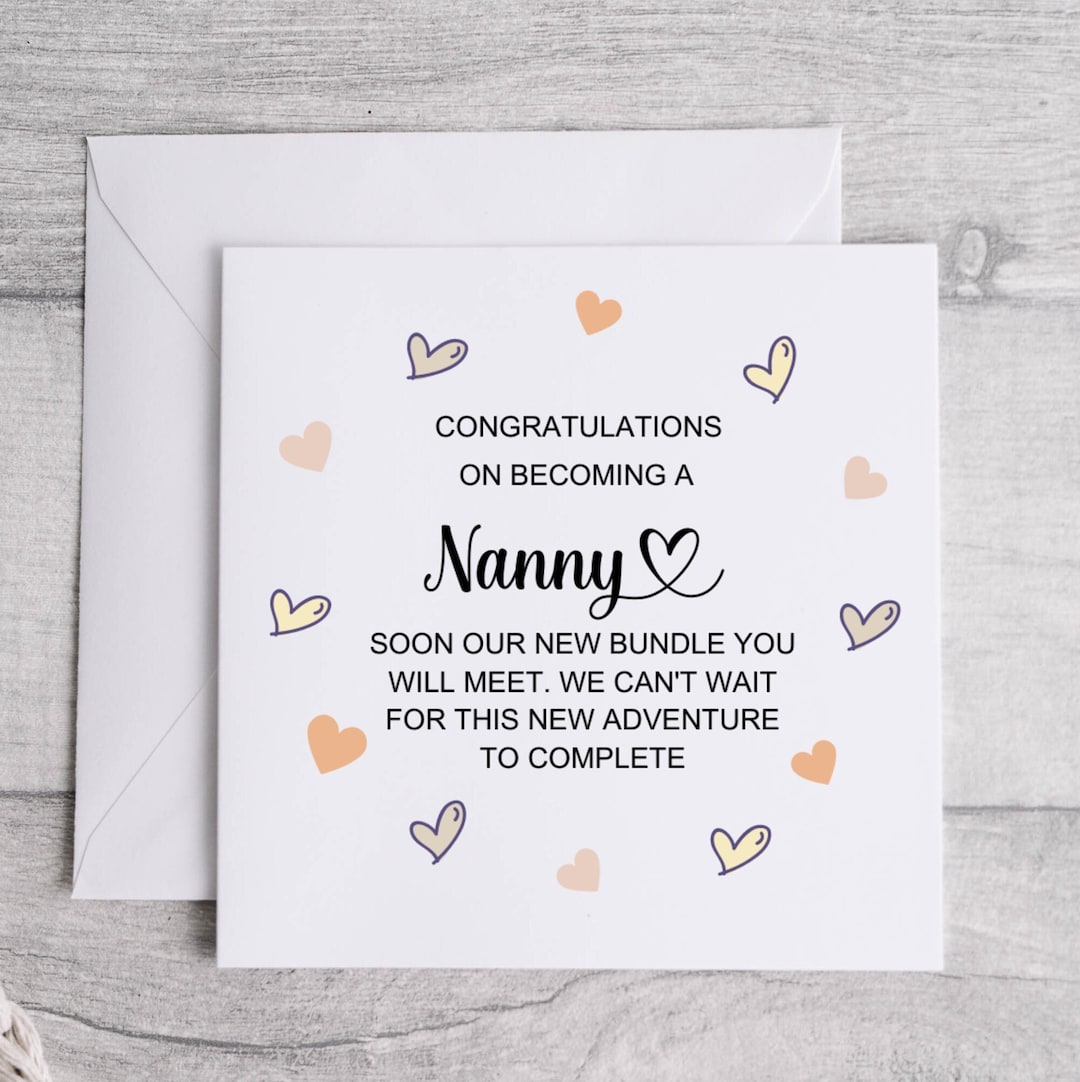 Congratulations on Becoming a Nanny Poem Card. Surprise Announcement ...