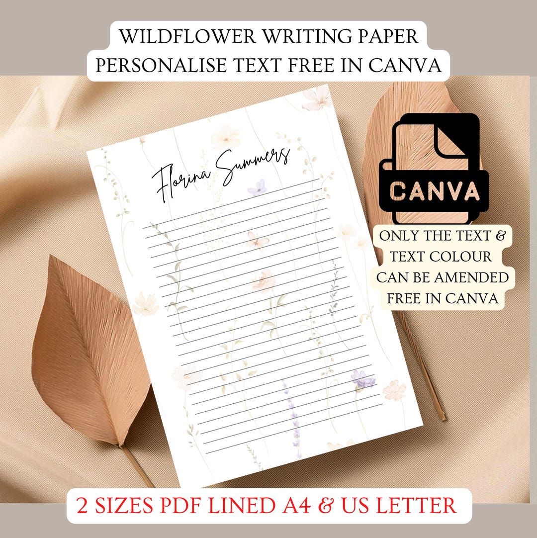 Editable Beautiful Floral Wildflower Writing Paper | A4 & US Letter ...