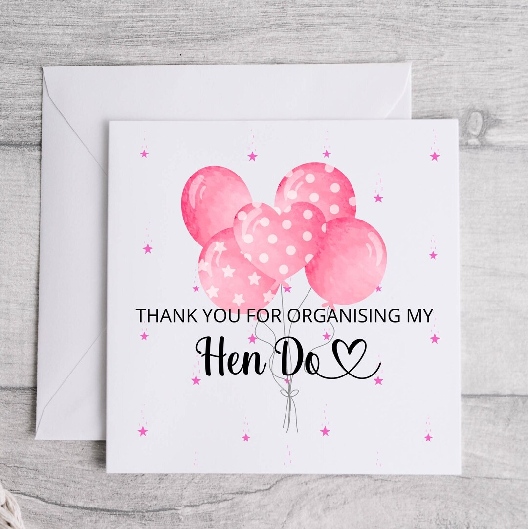 Thank You for Organising My Hen Do Card. Bridal Shower Thank - Etsy