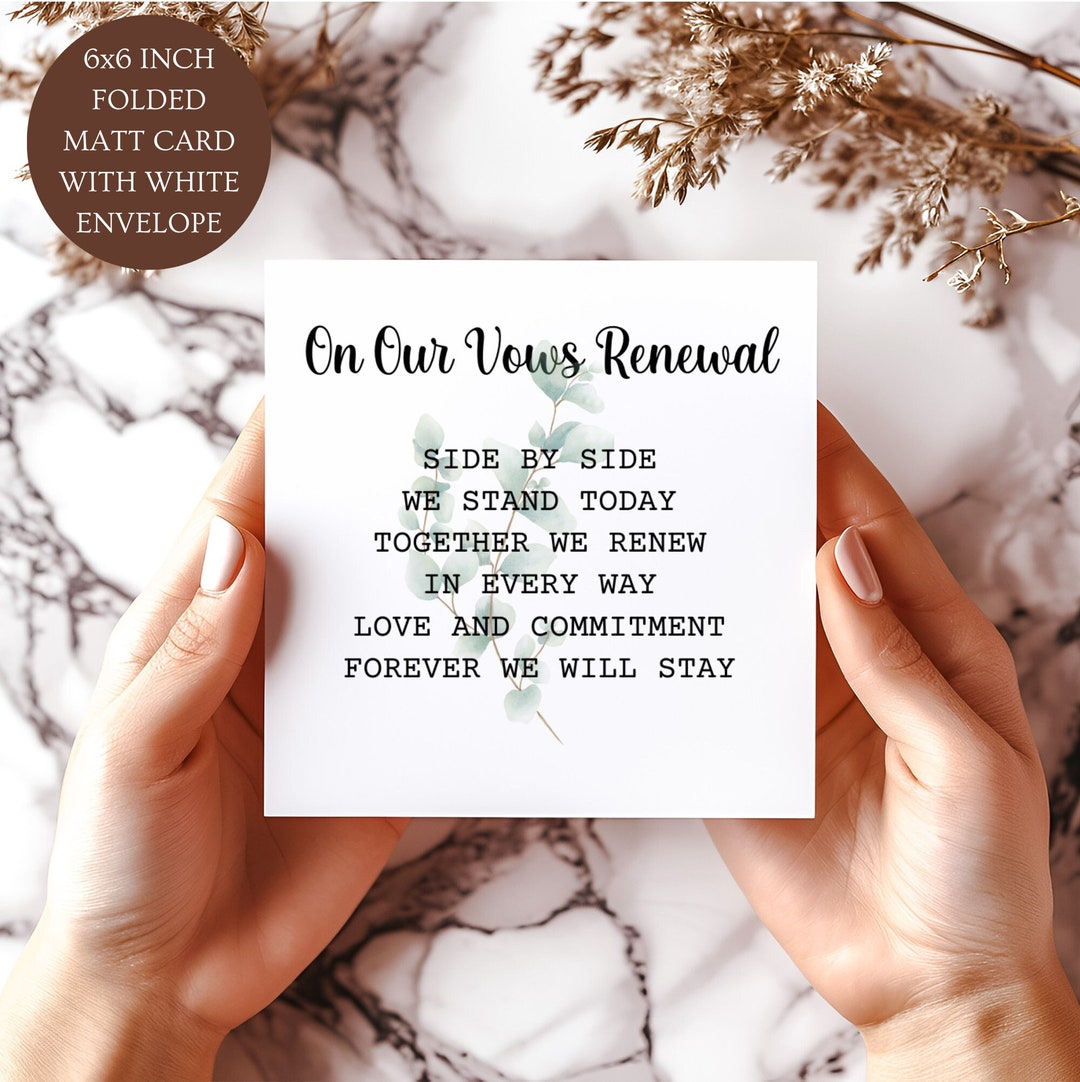 On OUR Vows Renewal Card for Couple. Renewal Wedding Vows Poem Card. - Etsy
