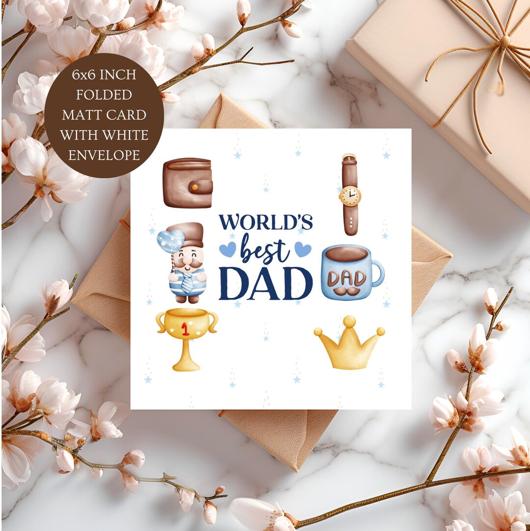 Worlds Best Dad Card. Special Kids Children Card for Dad. - Etsy