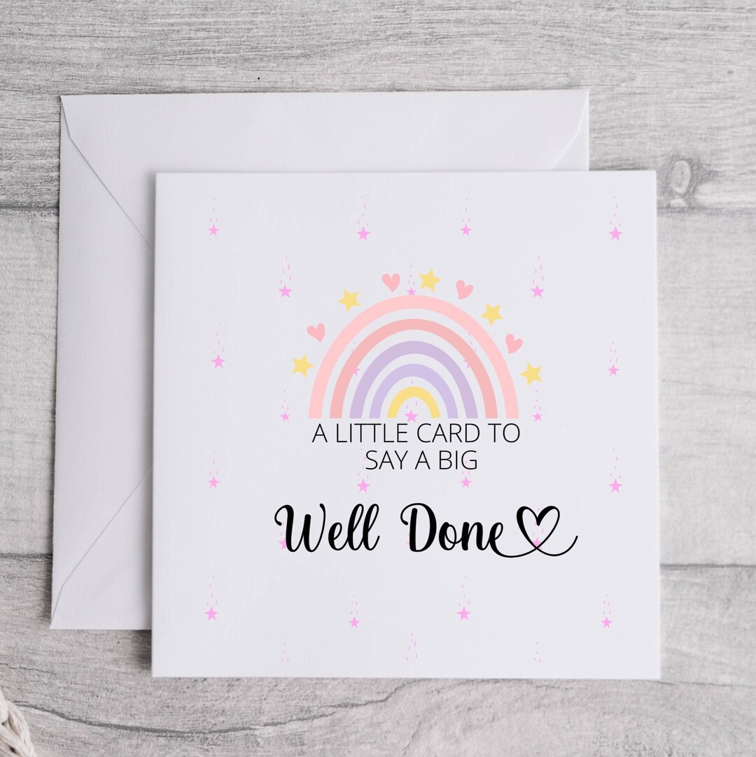 A Little Card to Say A Big Well Done Card. Pink Rainbow Card. New Job ...