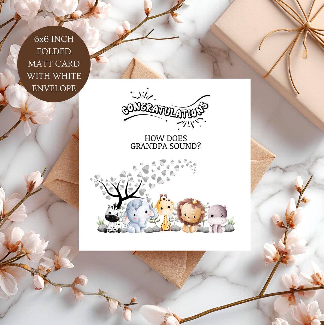 Congratulations How Does Grandpa Sound Card. Baby Surprise Announcement ...
