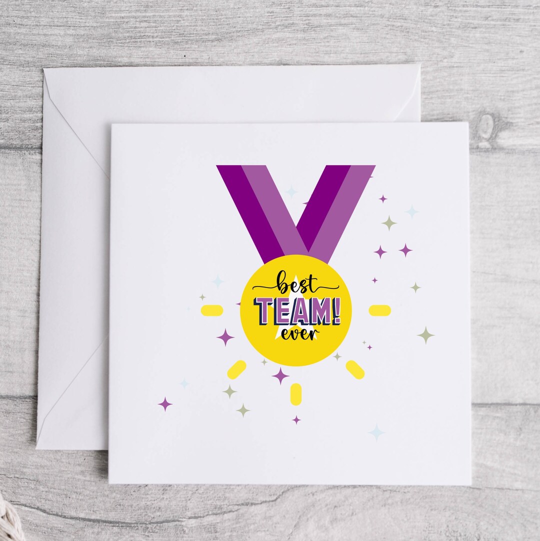 Best Team Ever Card. Medal Appreciation Card for Employees. Boss ...