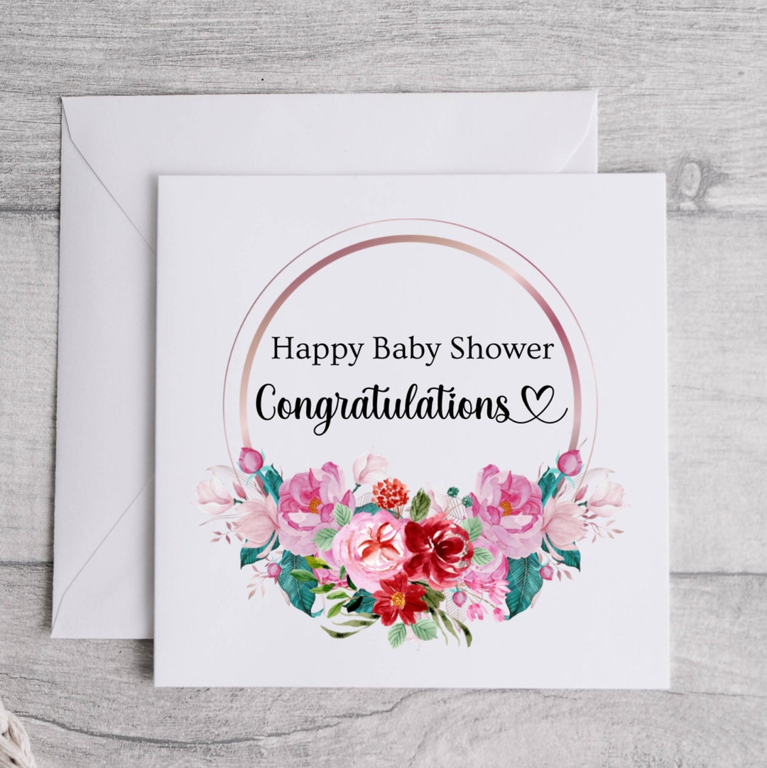 Happy Baby Shower Congratulations Card. Pink Floral Print Mummy to Be ...