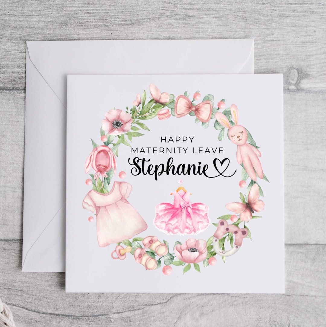 Personalised Happy Maternity Leave Card. Mummy to Be Floral Baby Girl ...