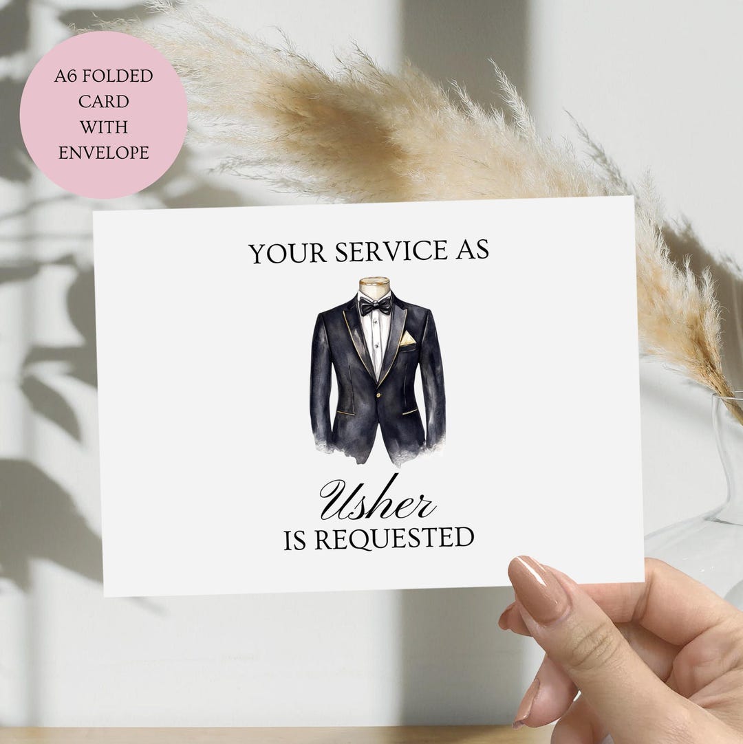 Your Service as Usher is Requested Card. Wedding Proposal A6 Folded ...