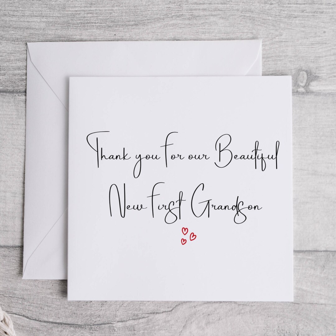 New Grandson Thank You Card | Red Heart Design - Etsy