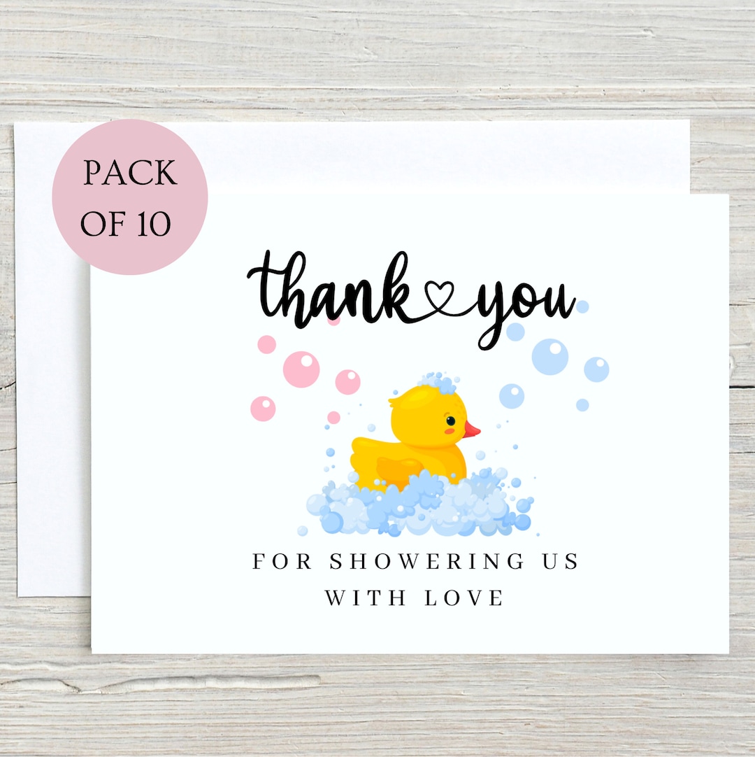 PACK OF 10 Thank You for Showering Us With Love Card. Mummy to Be Thank ...