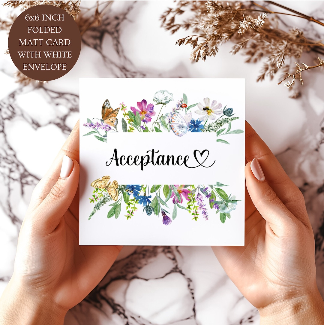 Acceptance Card. Delighted to Accept Card. Floral Wedding Party ...