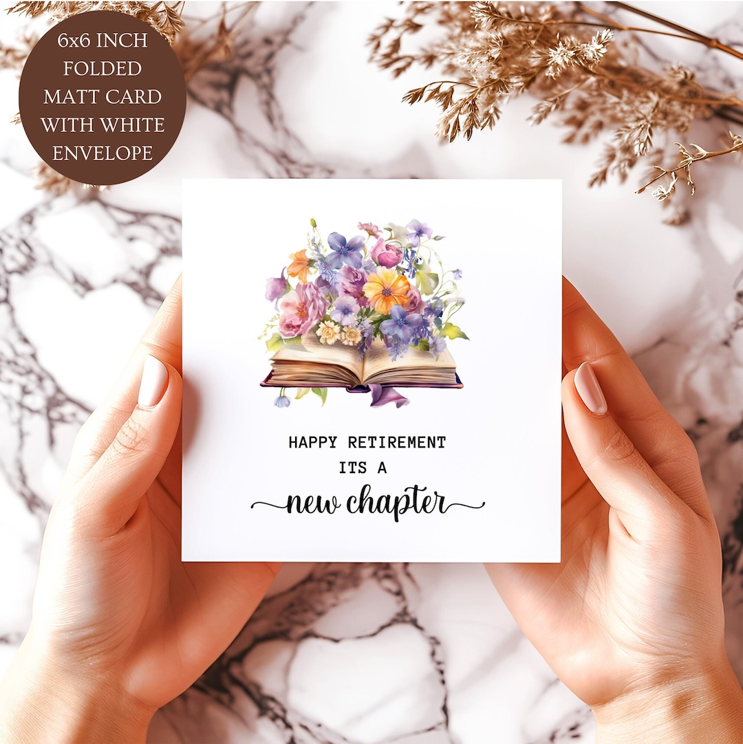 Happy Retirement Its A New Chapter Card. Leaving Card. Book Flowing ...