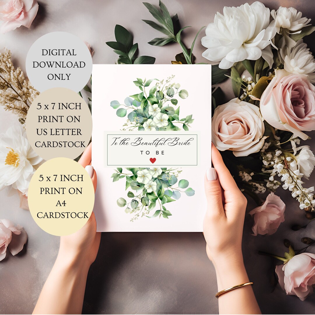 To the Beautiful Bride to Be Card. Eucalyptus Floral Bridal Shower ...