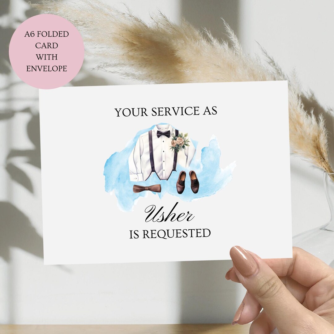 Your Service as Usher is Requested Card. Wedding Proposal A6 Folded ...