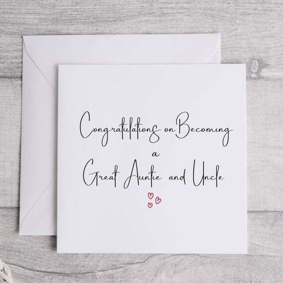 Congratulations on Becoming Great Auntie and Uncle Card. New - Etsy