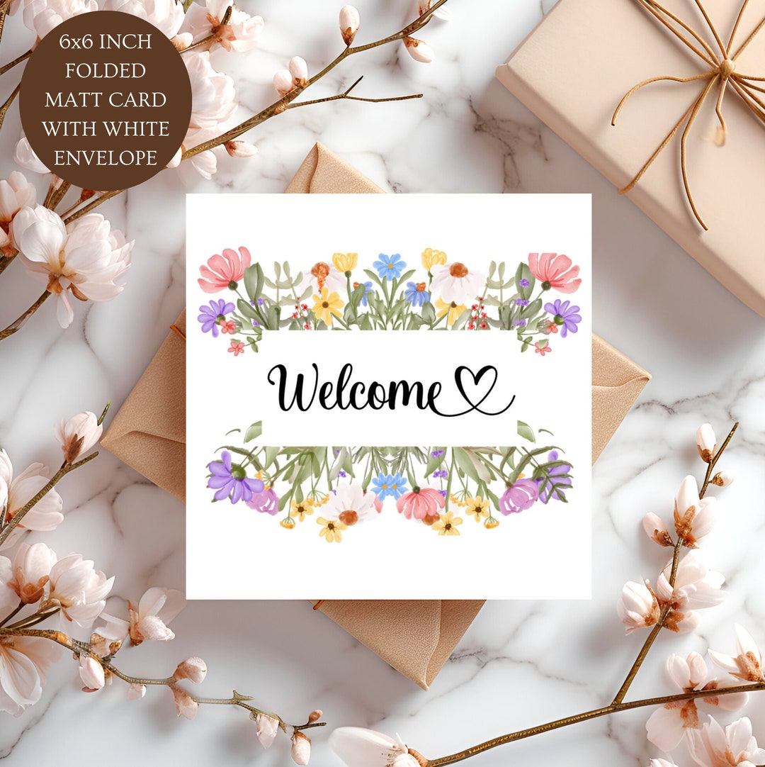 Welcome Card. Floral New Team Member Colleague Family Heart Keepsake ...