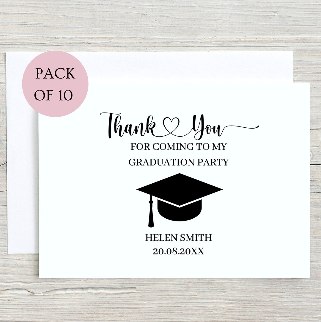 Pack of 10 A6 Thank You for Coming to My Graduation Party Card ...