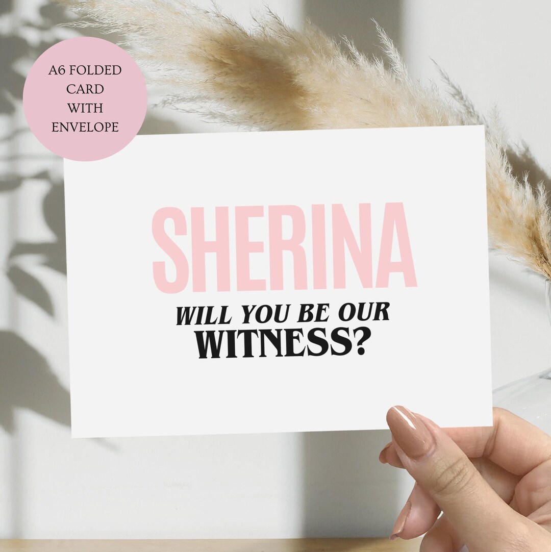 Will You Be OUR Witness Card. A6 Pink Personalised FOLDED Card - Etsy