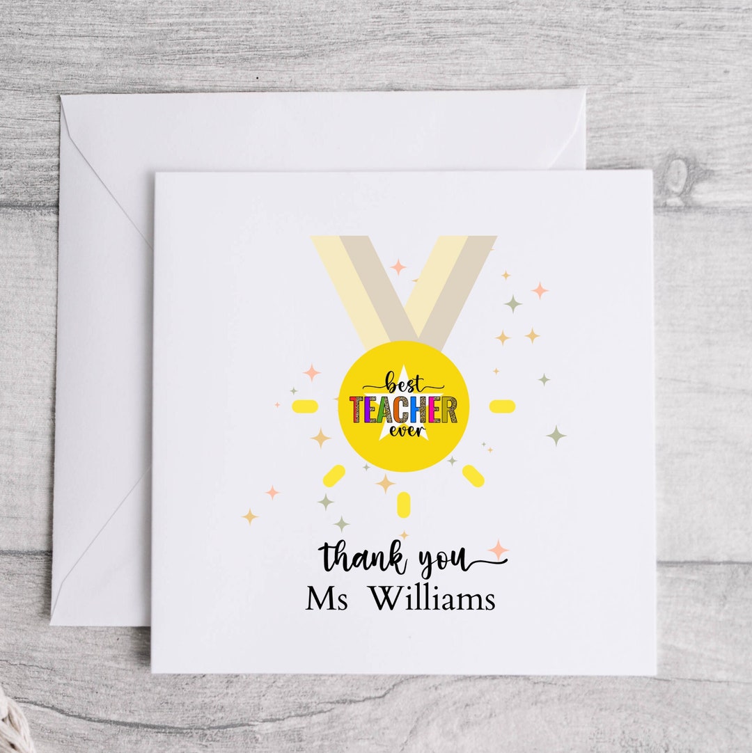 Personalised Best Teacher Ever Card. Teacher Appreciation Card, School ...