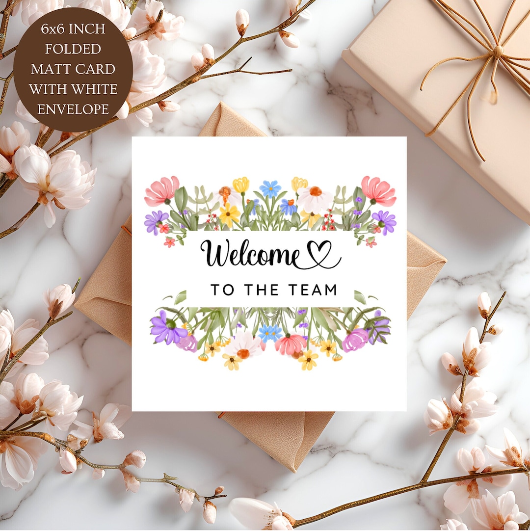 Welcome to the Team Card. Floral New Team Member Colleague Keepsake ...