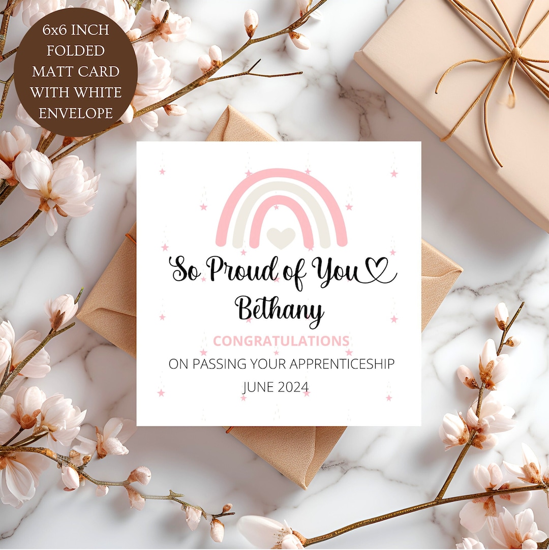 Congratulations on Passing Your Apprenticeship Card. Pink Stars Card ...