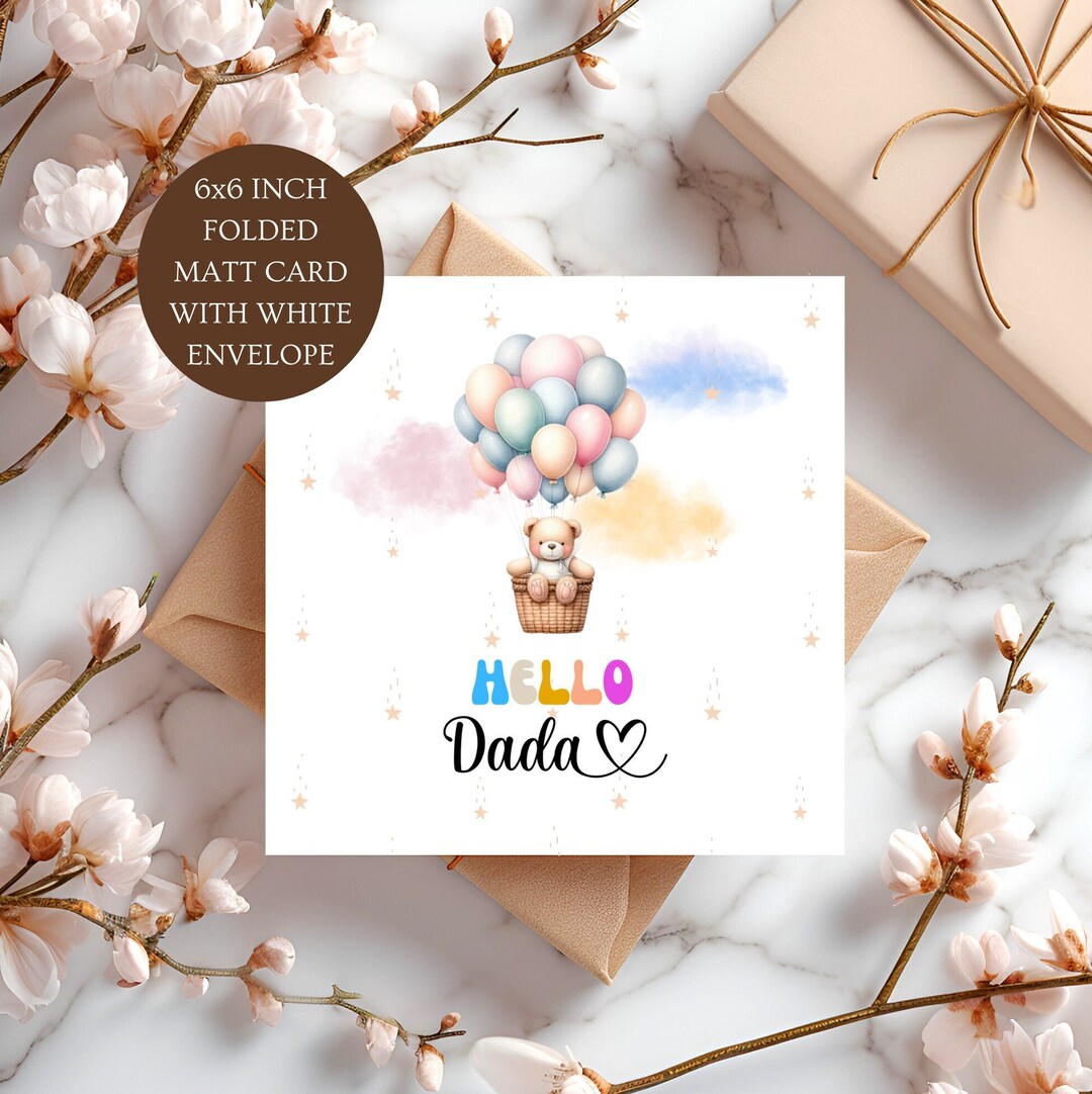 Hello Dada Card, New Daddy Baby Reveal, Neutral Design - Etsy