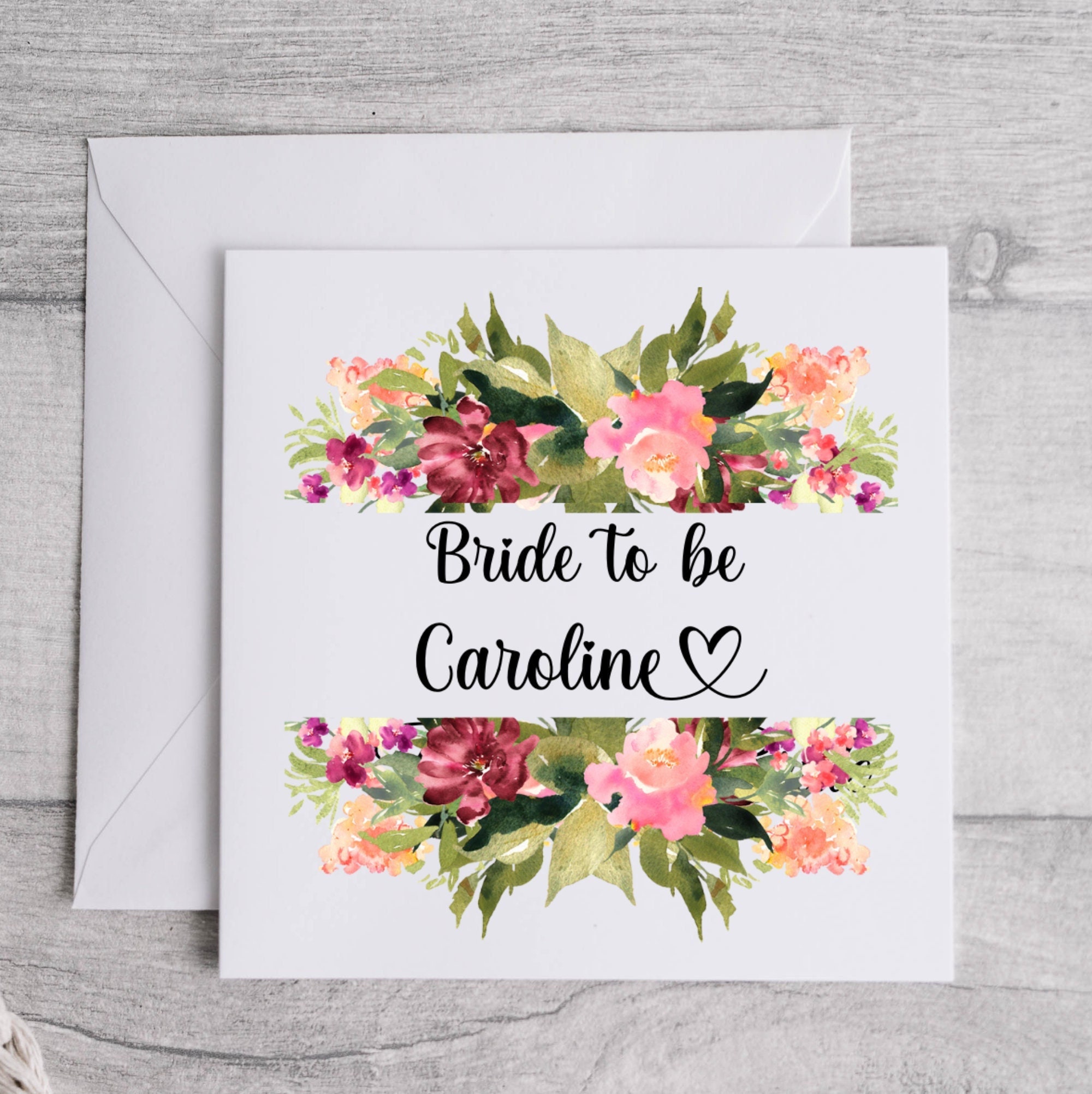 Personalised Bride to Be Card. Bridal Shower Floral Print Card | Etsy