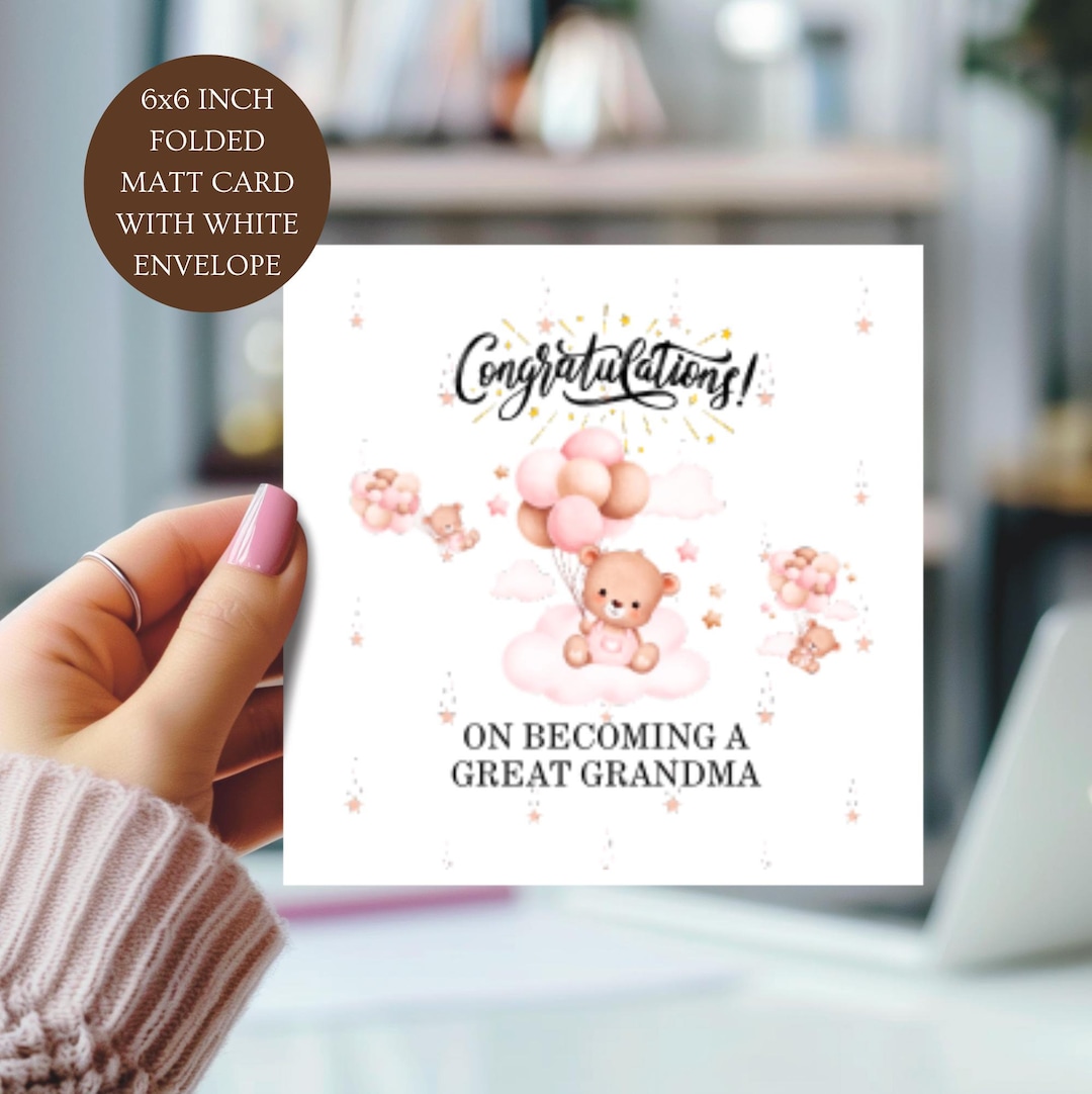 Congratulations on Becoming A Great Grandma Card. Baby Safari Pink Card ...