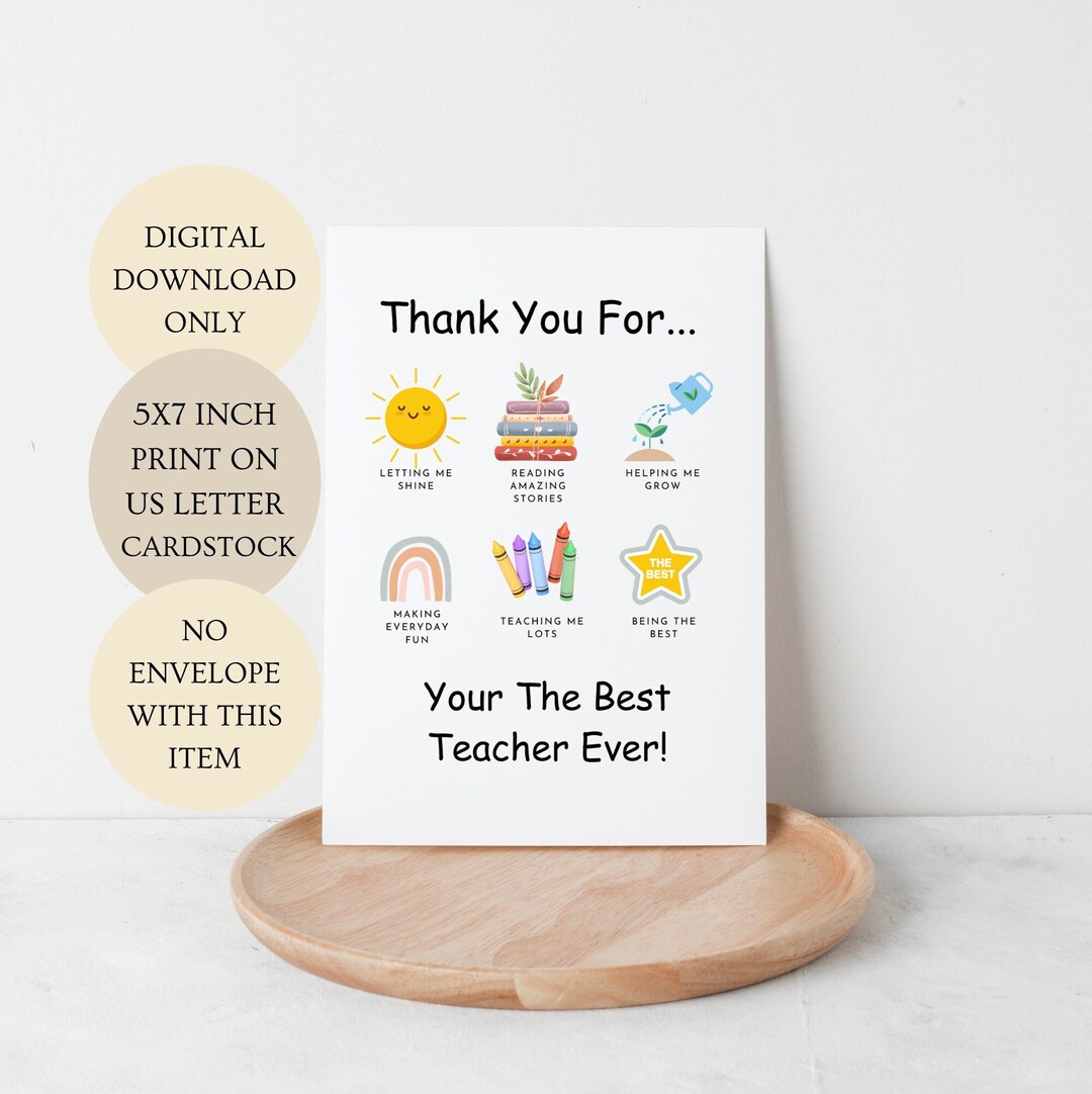 Your the Best Teacher Ever Card. Thank You for Being the Best Teacher ...