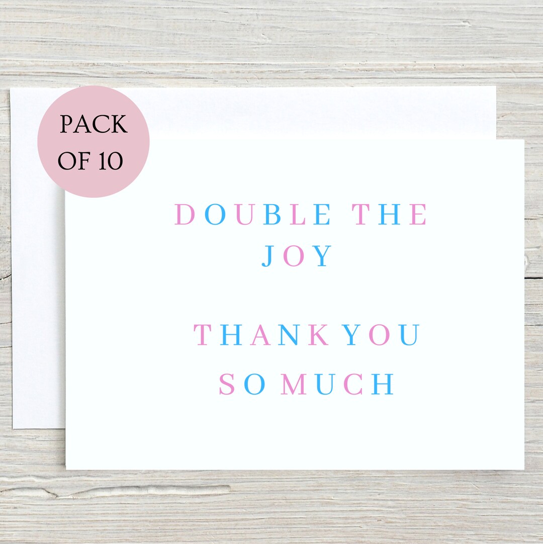 PACK OF 10 Double the Joy Thank You so Much Card. Mummy to Be Thank You ...