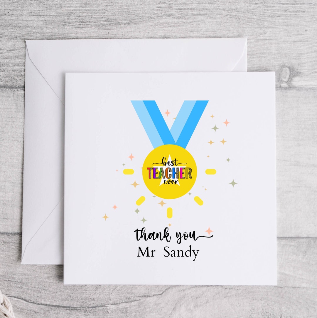 Personalised Best Teacher Ever Card. Teacher Appreciation Card, School ...